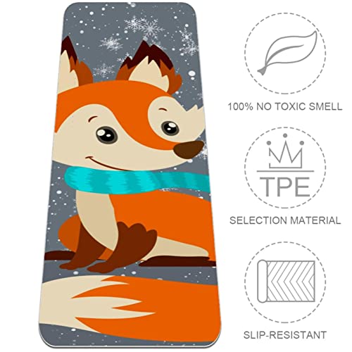 Yoga Mat, Yoga Mats for Home Workout, Workout Mat, Exercise Mats, Pilates Mat, Snowflakes Fox