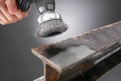 WENORA 5 Pack Wire Cup Brush for Drill, Wire Brush for Drill 1/4 Inch Hex Shank, 0.012 Inch Coarse Carbon Steel- 3 Inch Wire Brush Drill Attachments