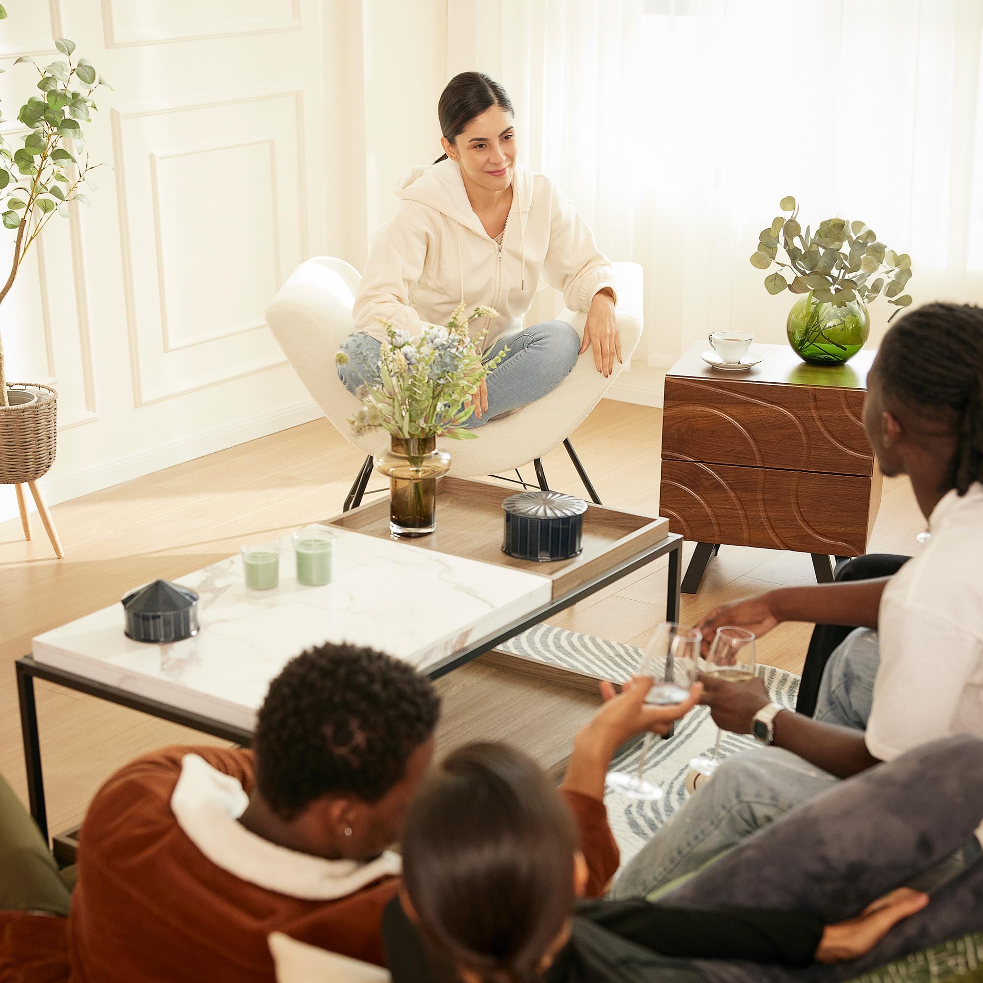 ODIKA Convertible Entertaining Coffee Table - Faux Marble Coffee Table with 2 Removable Trays, 47 Living Room Table, Modern Coffee Table for Living Room, Coffee Table with Storage Furniture, Walnut