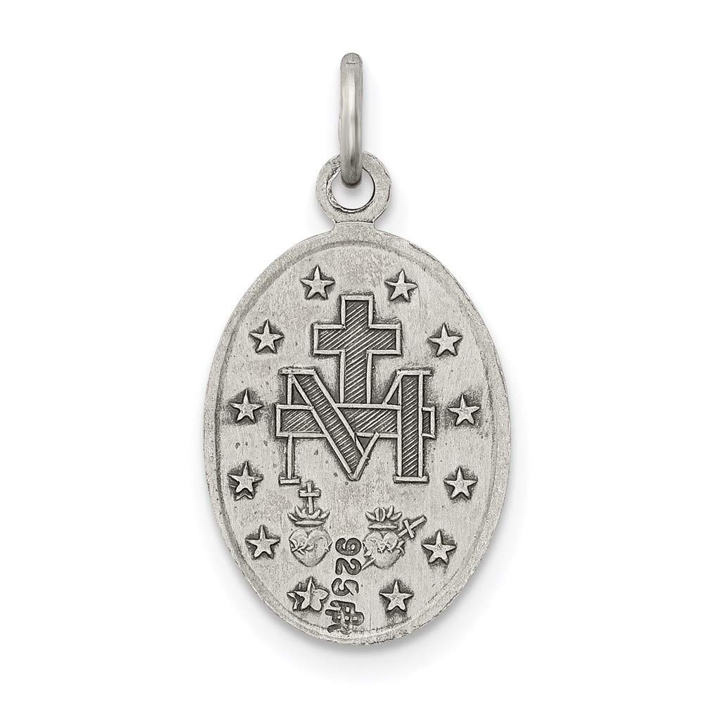 Sterling Silver Antiqued Miraculous Solid Medal QQC5520