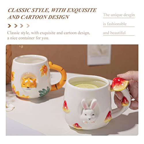 UPKOCH Care Package Ceramic Coffee Cups Rabbit Mug with Lid Water Cup Coffee Cup Coffee Mug with Rabbit Mushroom Milk Kawaii Cups Tea Mugs Gift for Adult Home Office Sympathy Gift