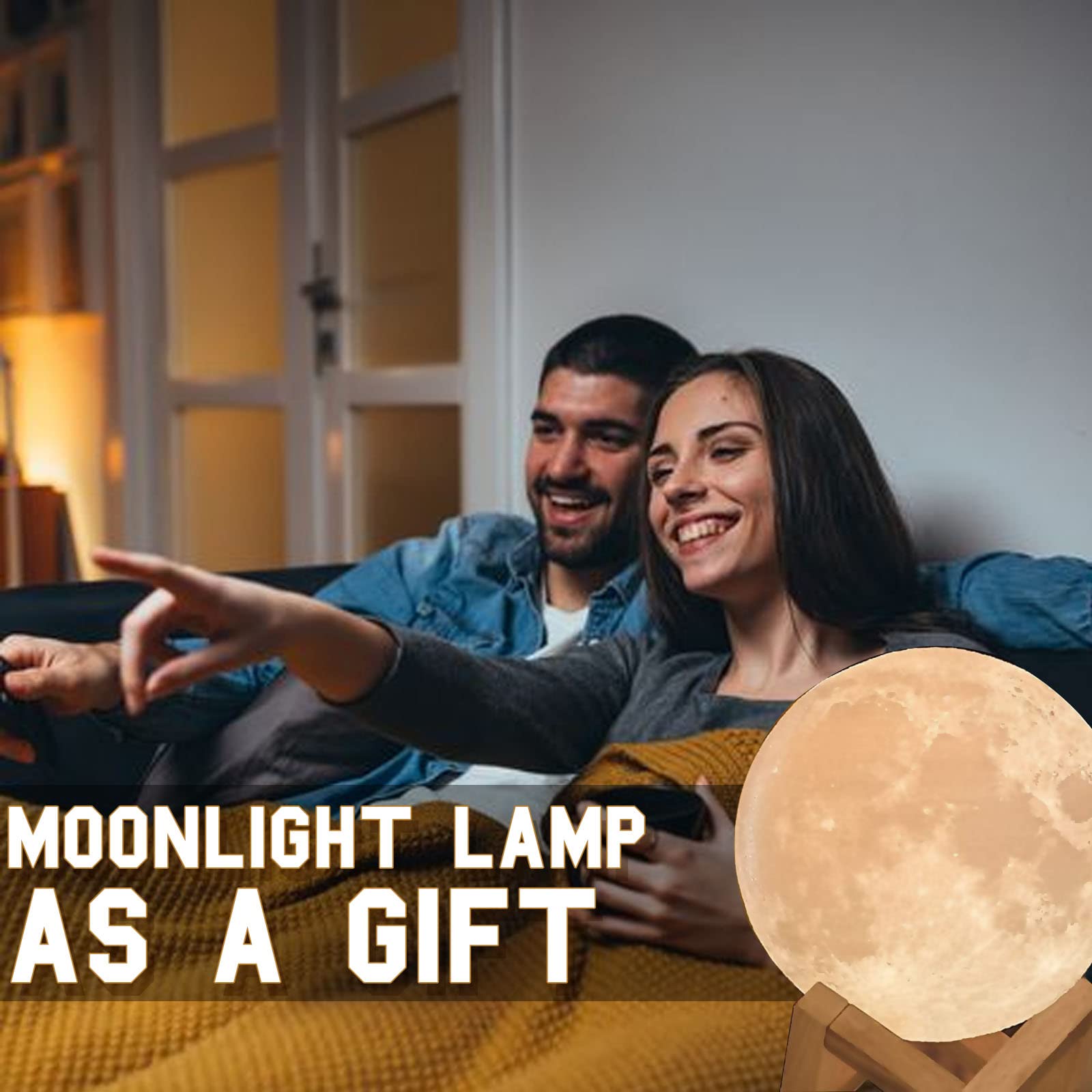 Night Light Galaxy Moon Lamp with 16 Colors LED with Stand Time Setting Touch with Remote Control and USB Rechargeable 3D Printing Moon Light Lamps for Gifts(4.8inch)
