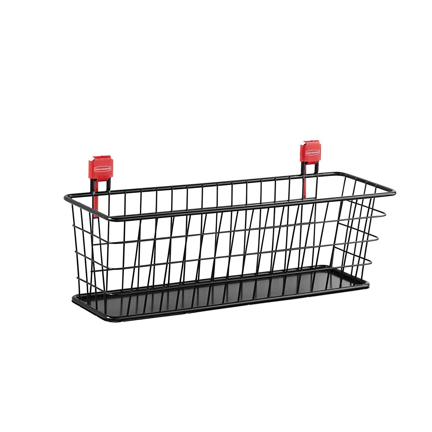 Rubbermaid Outdoor Metal Backyard Storage Accessories Shelf, Black Wall-Mounted Storage Wire Basket Tool Organizer