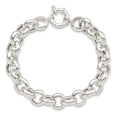 Sterling Silver Polished Fancy Rolo Link Bracelet 8in 11.5mm style QG5024-8