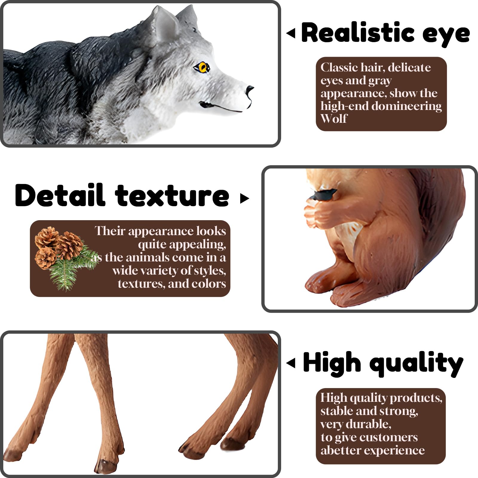 SCAHOW 10pcs Forest Animal Toys Figures, Realistic Woodland Creatures Figurines, Plastic Animals Miniature Toys Cake Topper