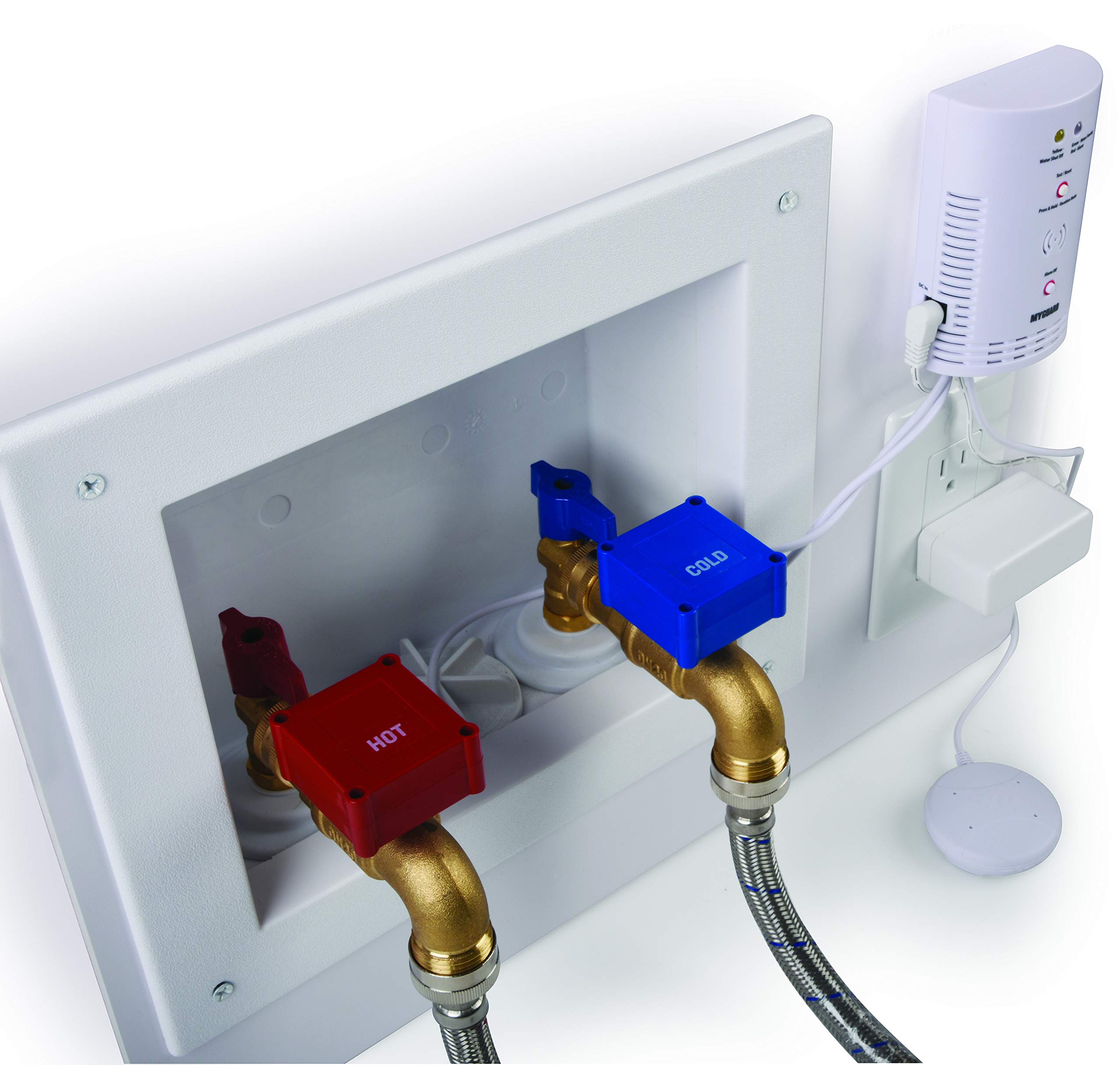 New and Improved! Automatic Laundry Water Leak Detector & Shut-Off System with Auto Shut Off & New Mobile Phone/Tablet App Alerts for Washing Machine Outlets, Flood Stopping & Water Leak Detection