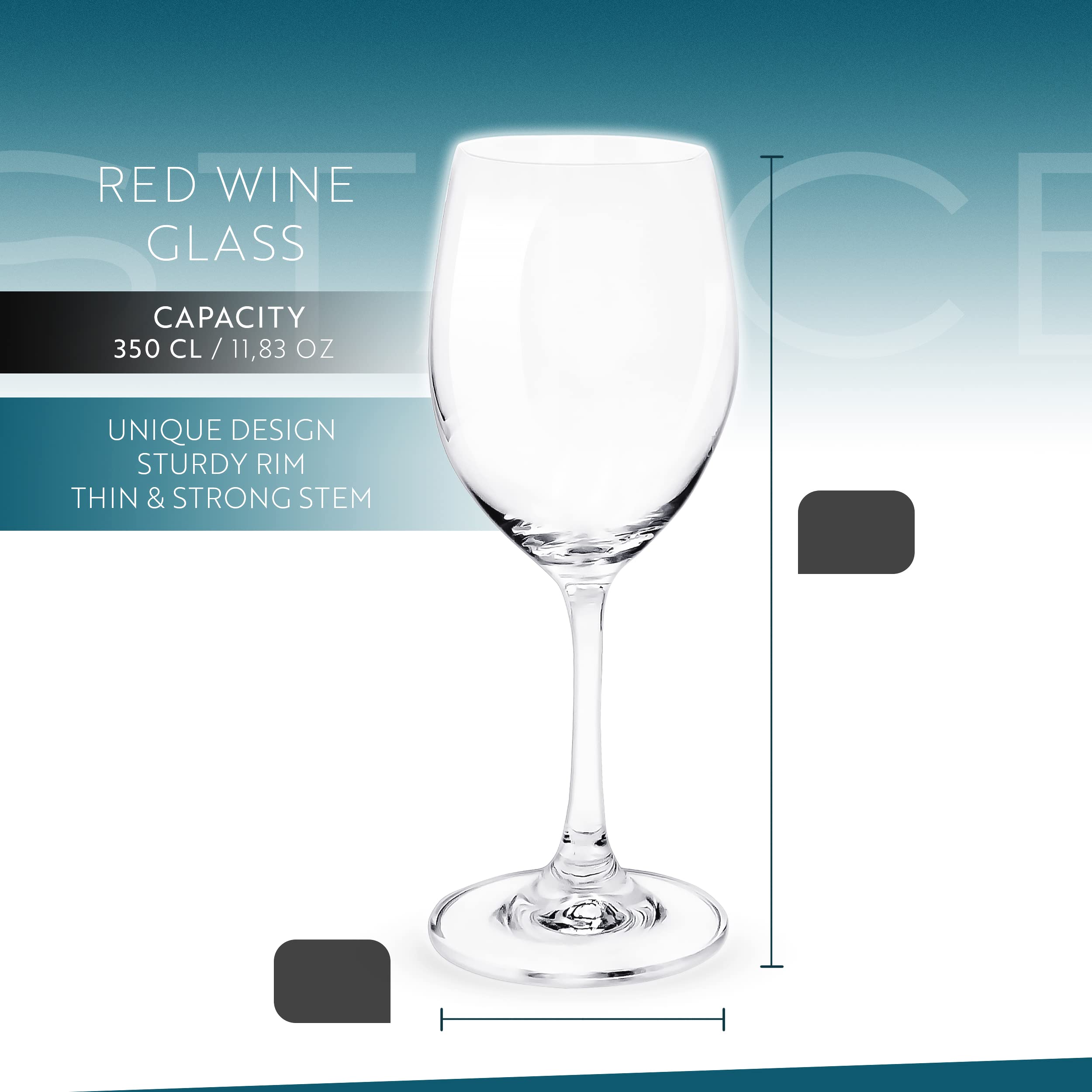 Stace Red Wine Glasses Set of 4 - Premium Crystal Glasses - Italian Style Bordeaux Wine Glass - Great Gift Packaging