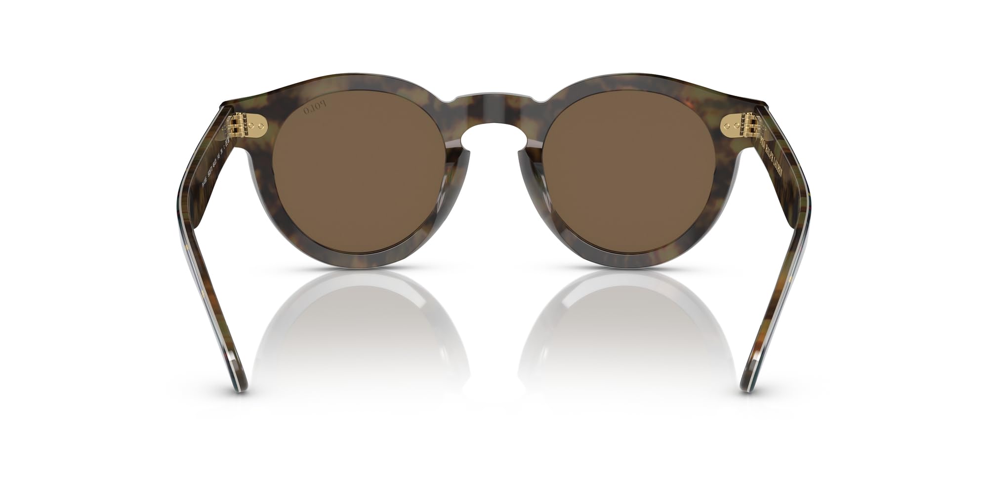Polo Ralph Lauren Men's PH4165 Round Sunglasses, Shiny Green Havana/Green, 46 mm
