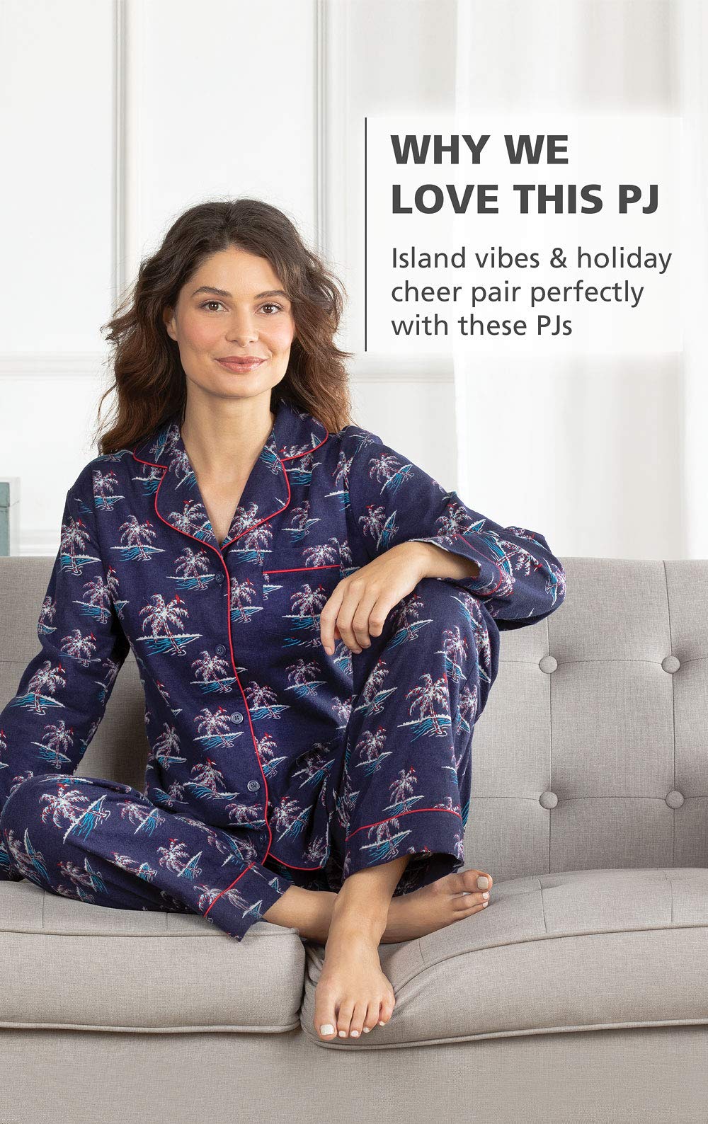 PajamaGram Margaritaville Womens Flannel Pajamas Sets - Pajamas for Women Flannel, L 12-14