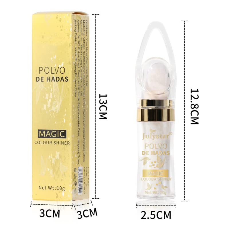 Polvo De Hadas Makeup Powder, Highlighter Powder Stick Body Shimmer Patting Powder Glitter High Gloss Sparkle Loose Brighten Face Body Lips Eyes Glow Cosmetic White Moonbeam (6 Colors Set)