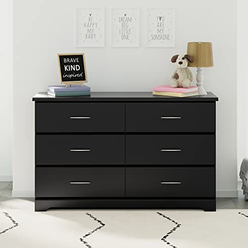 Storkcraft Brookside 6 Drawer Double Dresser (Black) β GREENGUARD Gold Certified, For Nursery, Kids Organizer, Chest of Drawers