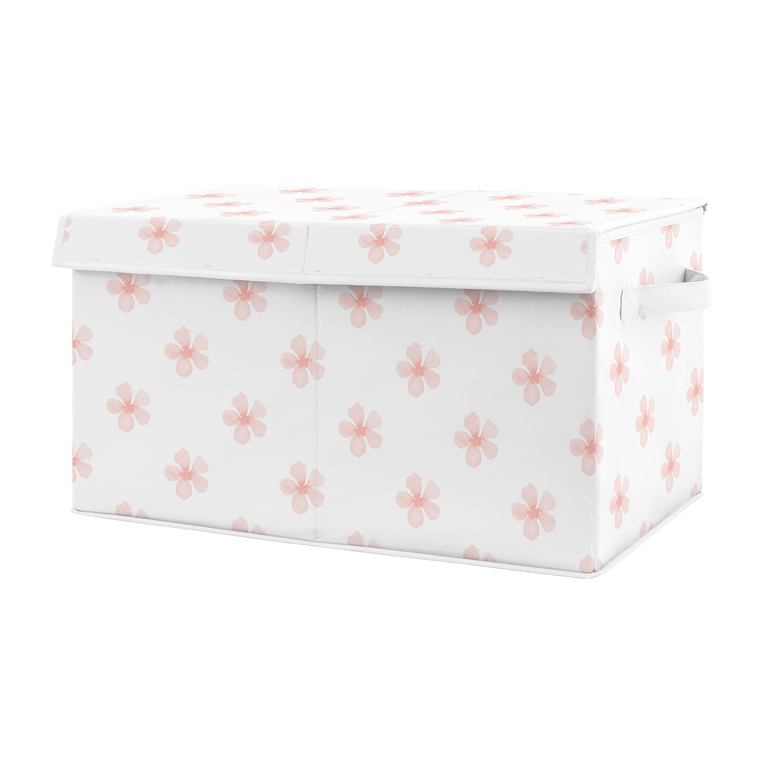 Sweet Jojo Designs Pink and White Flower Blossom Girl Small Fabric Toy Bin Storage Box Chest For Baby Nursery or Kids Room - Blush Shabby Chic Farmhouse Daisy for Burgundy Watercolor Floral Collection