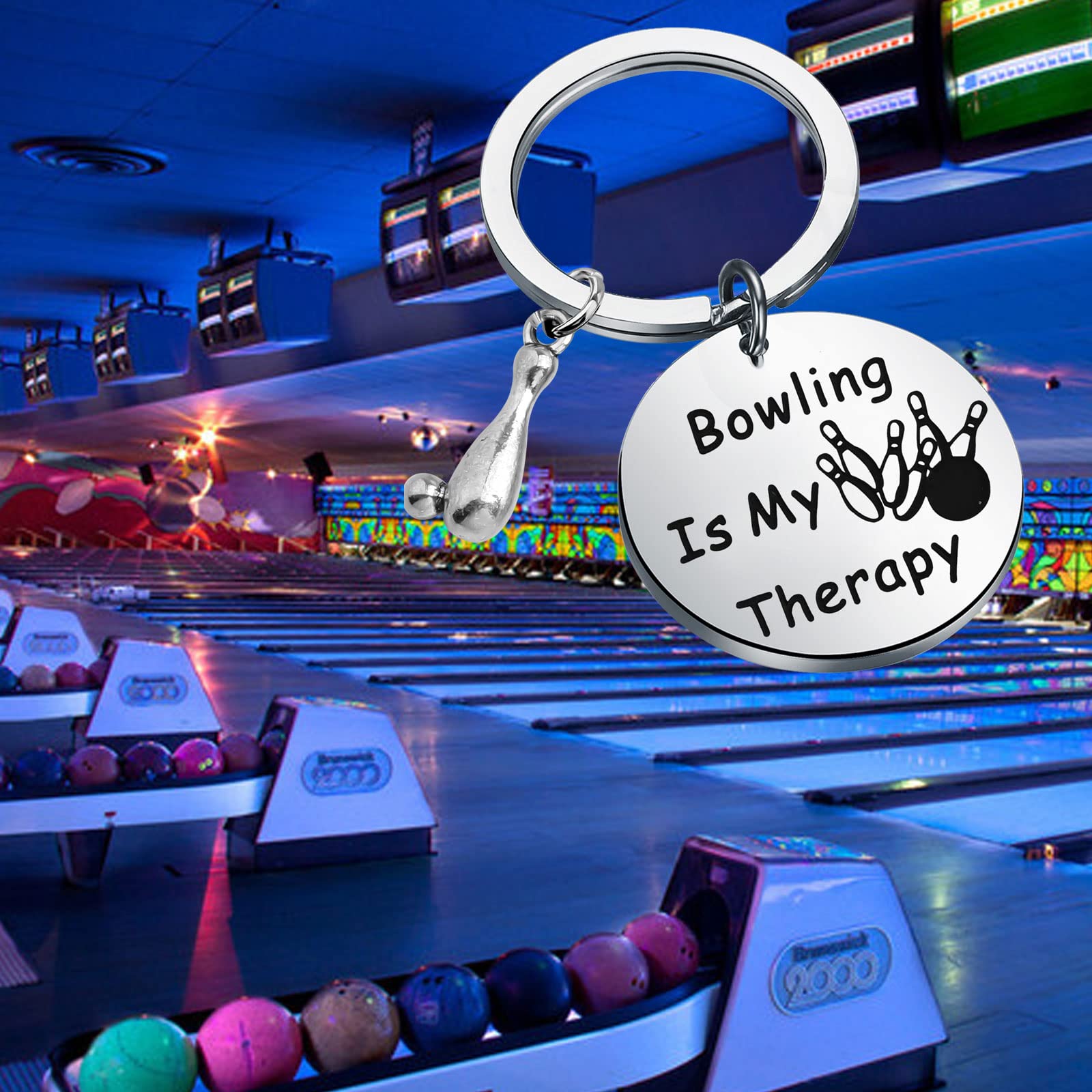 WSNANG Bowling Keychain Bowling Team Gift Bowling Jewelry Gifts for Bowling Coach Bowling Ball Key Chain Bowling Lover Gift (Bowling Keychain)