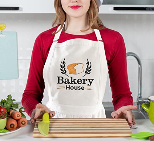 TEEAMORE Custom Embroidered Ruffle Apron Add Your Logo Kitchen Cooking Baking Grilling Maid Costume Women's Apron White