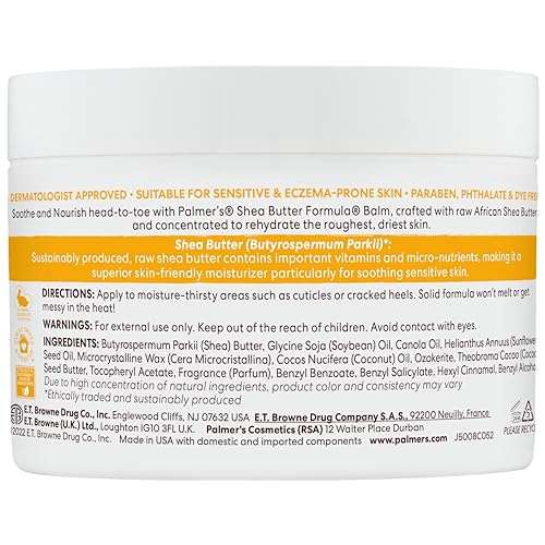 Palmer’s Shea Butter Formula Raw African Shea Butter Balm, Nourishing Body Moisturizer for Rough, Dry Skin, 7.25 Ounces