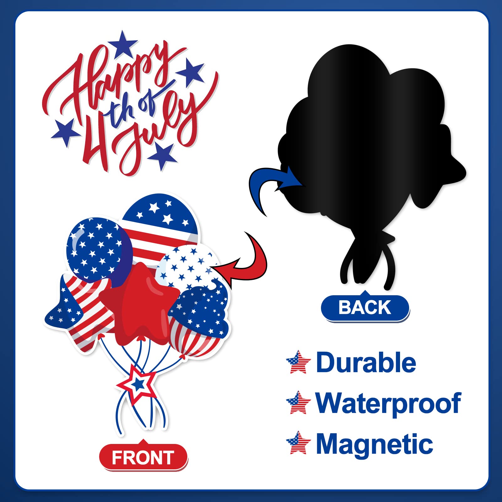 Whaline 13Pieces Independence Day Refrigerator Magnets Patriotic July 4th Gnomes USA Flag Decorative Fridge Magnetic Stickers for Fridge Metal Door Mailbox Locker Office Cabinets Decor