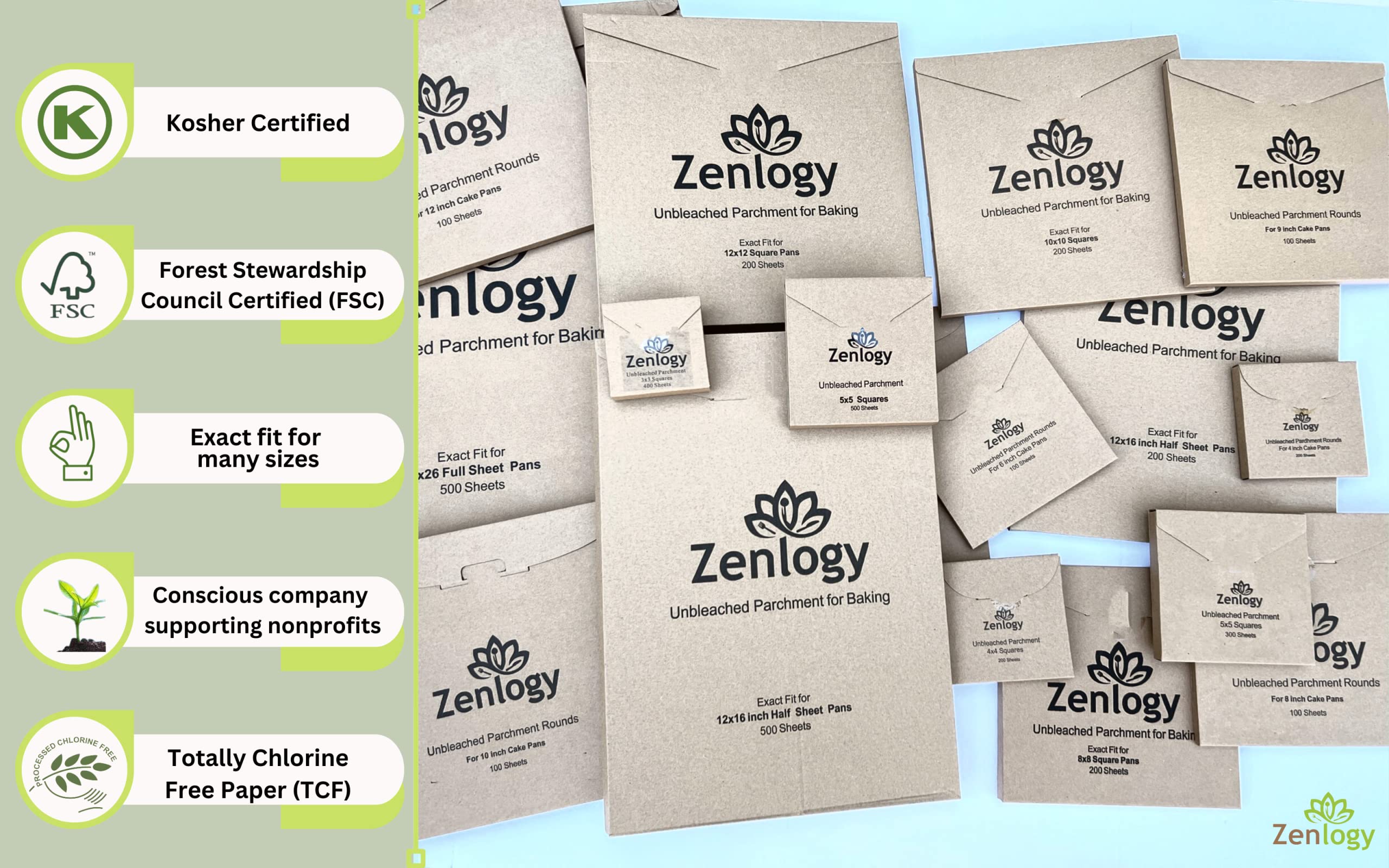Zenlogy 4 Inch Small Parchment Paper Rounds (200 Sheets) - Unbleached, Pre-cut, High Heat, Round Liners - Fits 4 inch Small Round Pans or Great for Lining, Freezing and Storing, and Separating