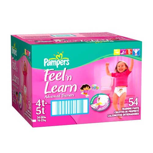 Pampers Feel 'n Learn Advanced Trainers, Girls, 4T/5T, 54-Count
