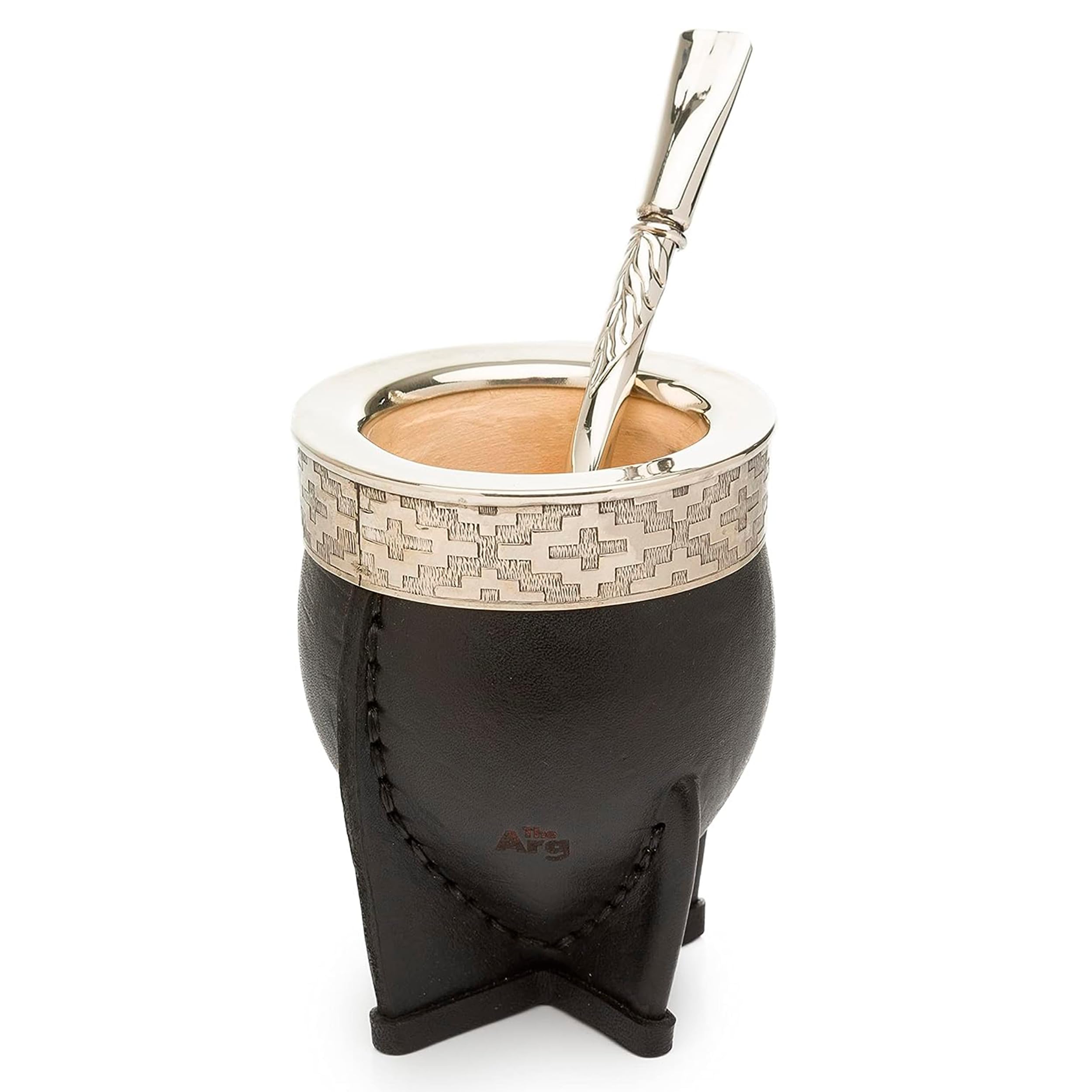 THEARG | Yerba Mate Gourd Set with Stainless Steel Straw | Handmade Leather Yerba Mate Cup and Bombilla Set from Argentina - Beach Essentials - Idea for Gifts | Travel Cup Mate