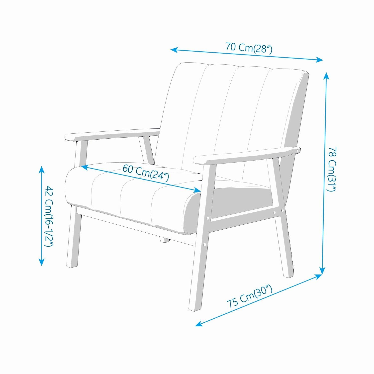 Panana Reception Retro Accent Chair Beech Wood Frame Armchair Occasional Living Room Reception Bedroom Balcony Conservatory Padded