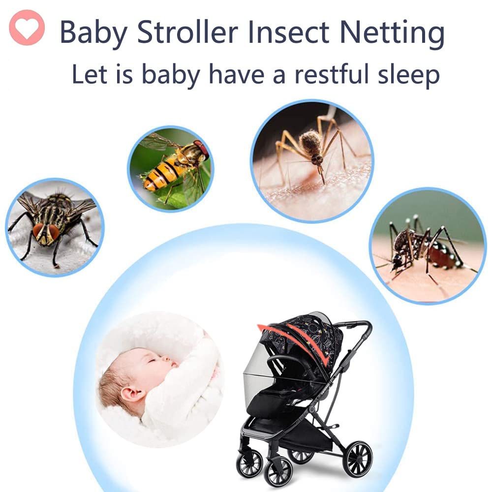 Stroller Bug net, Universal Mosquito net for Stroller, Unique Double Zipper Design-Great Accessories for Baby Stroller-Easy to Install and Portable-Fit for Graco Strollers, Car seat,Bassinet,Cradle
