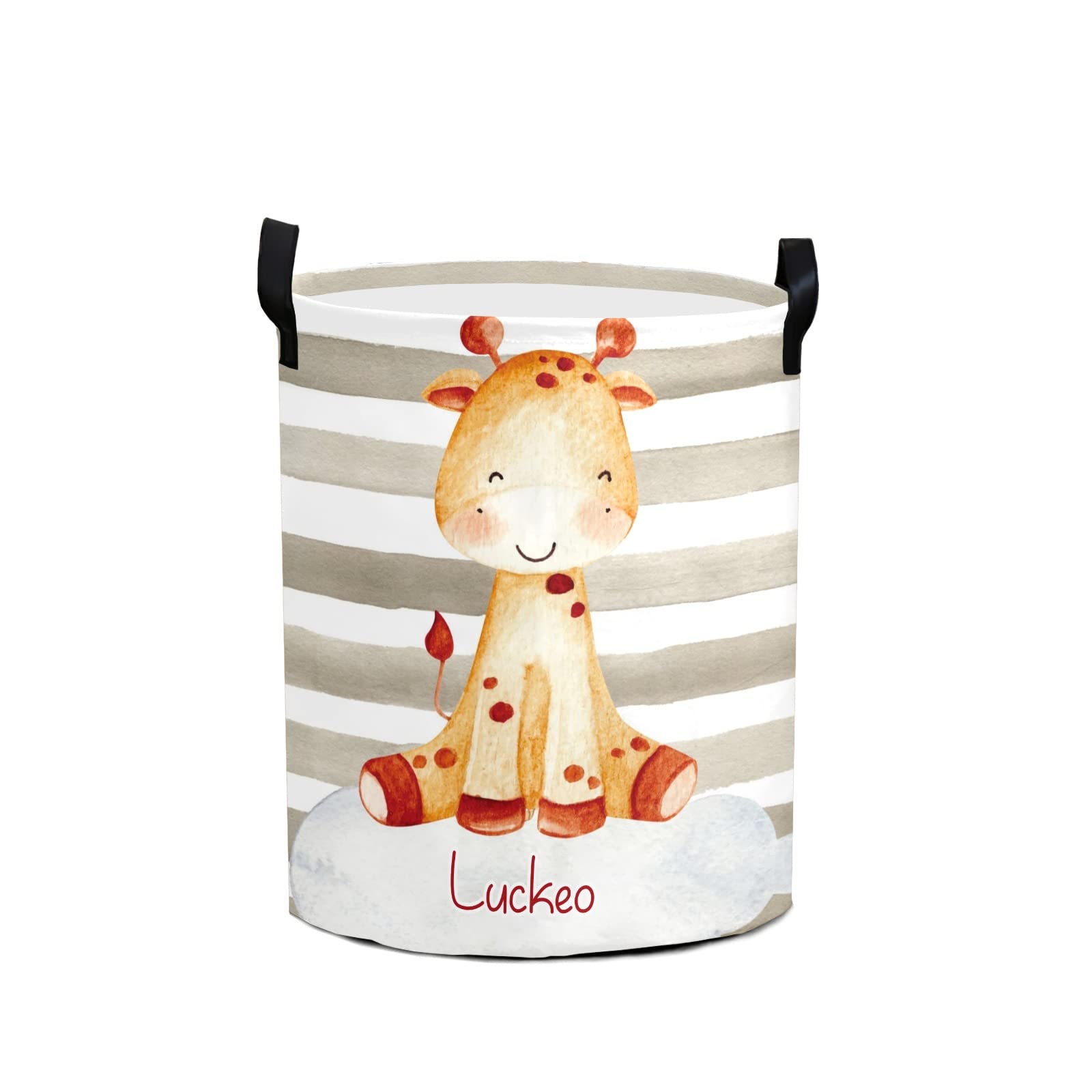 Safari Cute Giraffe Personalized Laundry Basket Clothes Hamper Storage Handle Waterproof, Custom Collapsible Large Capacity , for Bedroom Bathroom Toy Decoration