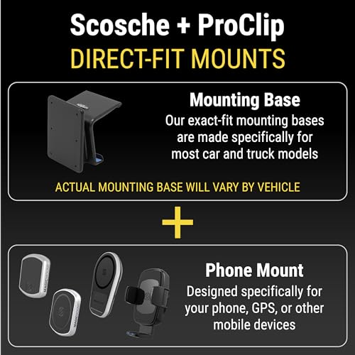 Scosche MPQ5AMPSPC-UB MagicMount Pro Charge5 15W MagSafe Wireless Charging Magnetic Cell Phone Car Mount with AMPS Mounting Plate Compatible with Scosche/ProClip Vehicle Specific Mount Bases