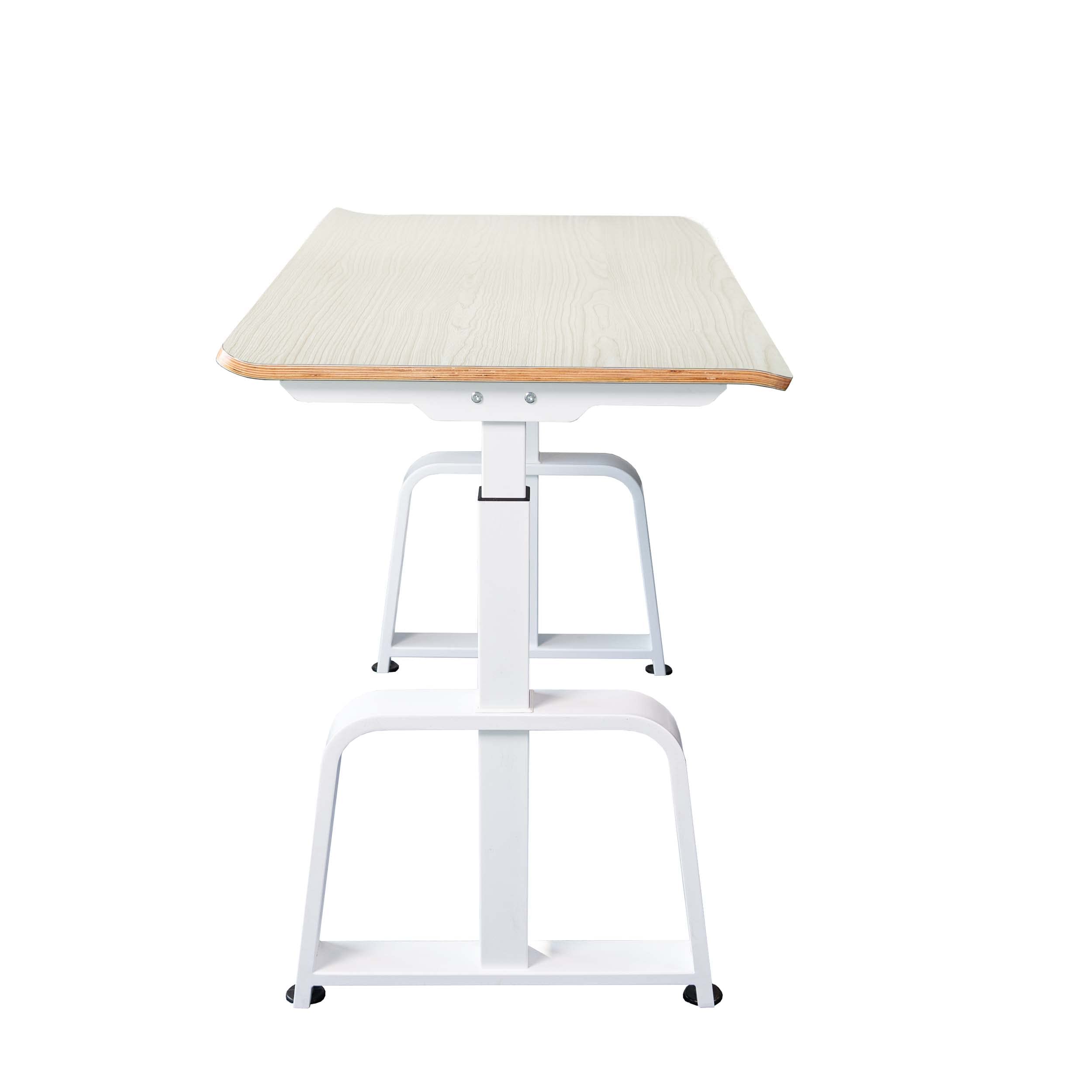 Stand Up Desk Store Crank Adjustable Ergonomic Standing Desk (White Frame/Antique Birch Desktop, 48β Wide)