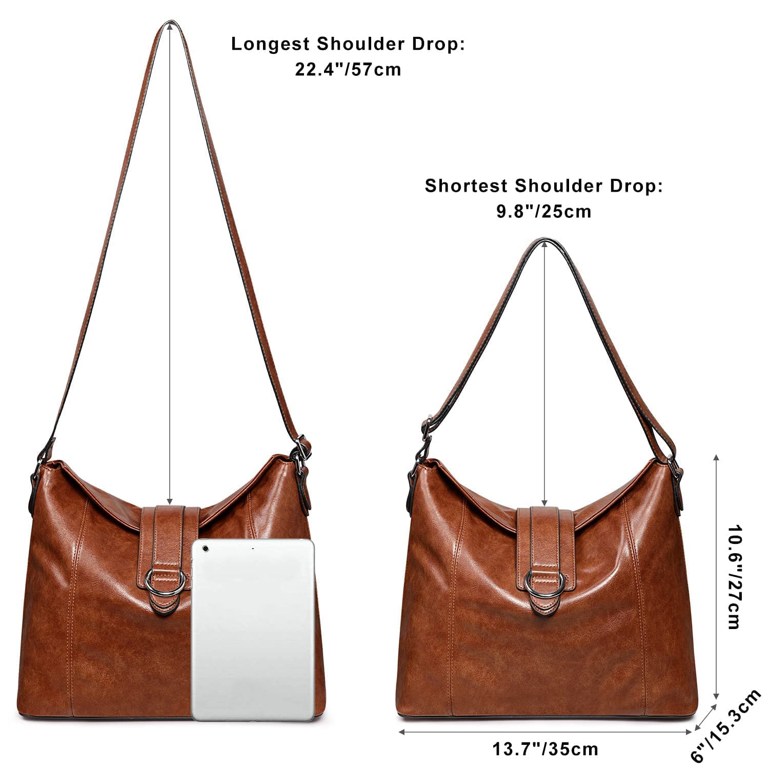 S-ZONE Women Large Hobo Purses Bag Soft Shoulder Tote Handbags Vegan Leather