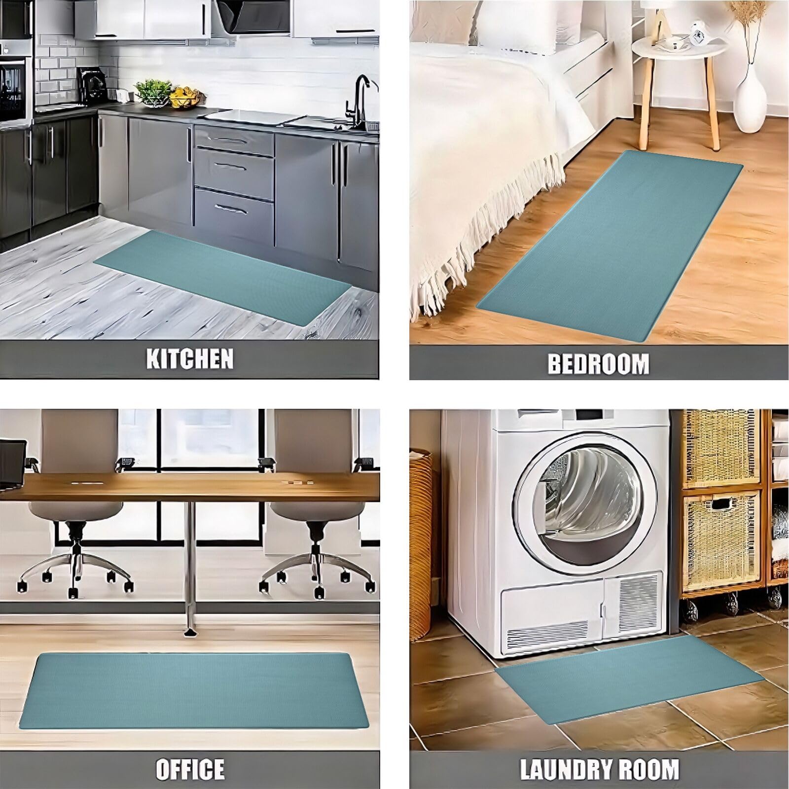 UPHTEH Anti Fatigue Kitchen Mats for Floor 2 Piece Set,17.32 * 28.74 and 17.32 * 46.25,Non Slip Waterproof Kitchen Mats and Rugs Ergonomic Comfort Mat for Kitchen,Home,Office,Sink,Laundry Room (green)