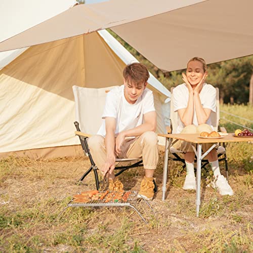 YETO Two Hight Camping Grill Grate with Legs 304 Stainless Steel Folding Campfire Over Fire Portable and Carrying Bag for Outdoor Cooking BBQ Picnic Hiking, Silver-Large, 16.3 x 12.2 x 8.6 inches