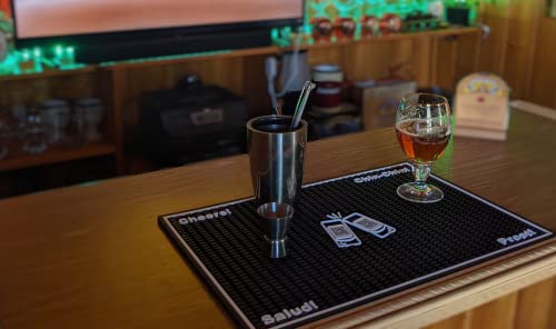 Tequixtum iM@t Bar Spill Mat for Countertop, AI in Your Home Bar with Bartend-AI, Your Own Bartender Assistant! & Cheer Up Spinning The Drink-Roulette on Your Phone/Tablet Scanning QRC Printed on Mat