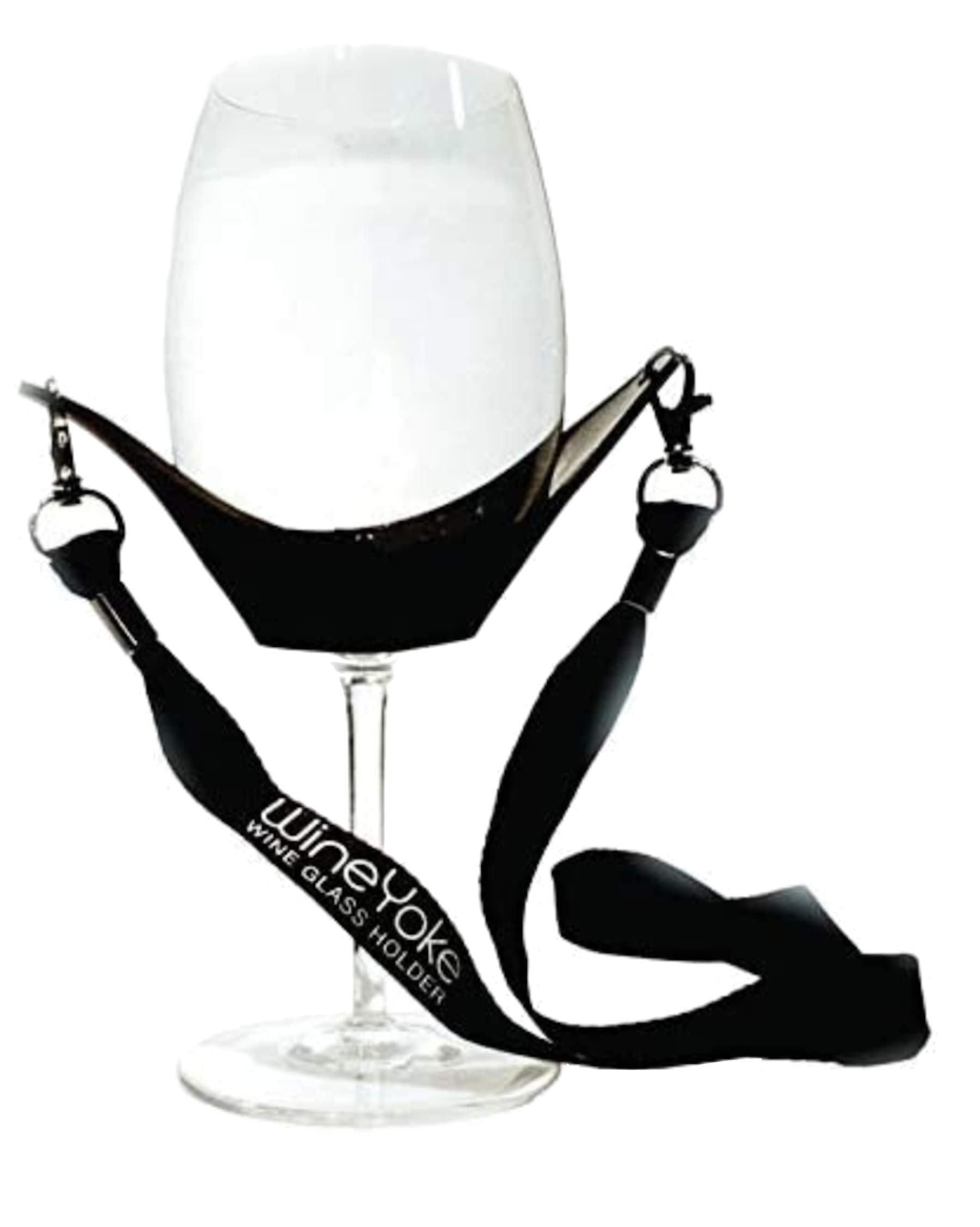 WineYoke Party Time Hand Free Wine Glass Holder Necklace - Set of 4 (BLACK)