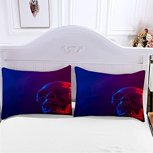 Quilt Cover Twin Size Skull 3D Bedding Sets Halloween Duvet Cover Breathable Hypoallergenic Stain Wrinkle Resistant Microfiber with Zipper Closure,beding Set with 2 Pillowcase