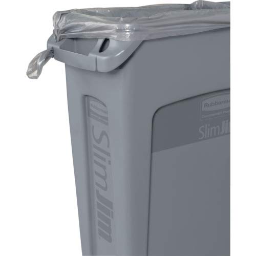 Rubbermaid Commercial Products Slim Jim Trash Can Waste Bin with Venting Channels, Black, for Kitchen/Office/Workspace, Pack of 4