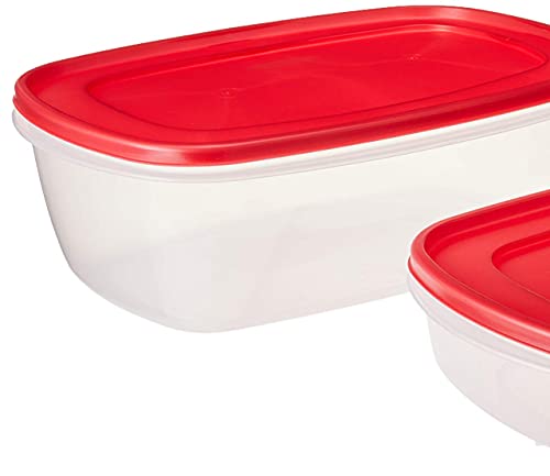 Rubbermaid Easy Find Lids XL Serving Food Storage Set of 2 (4 Pieces Total) | Reusable & Stackable Meal Prep Containers, 2-Pack, Racer Red