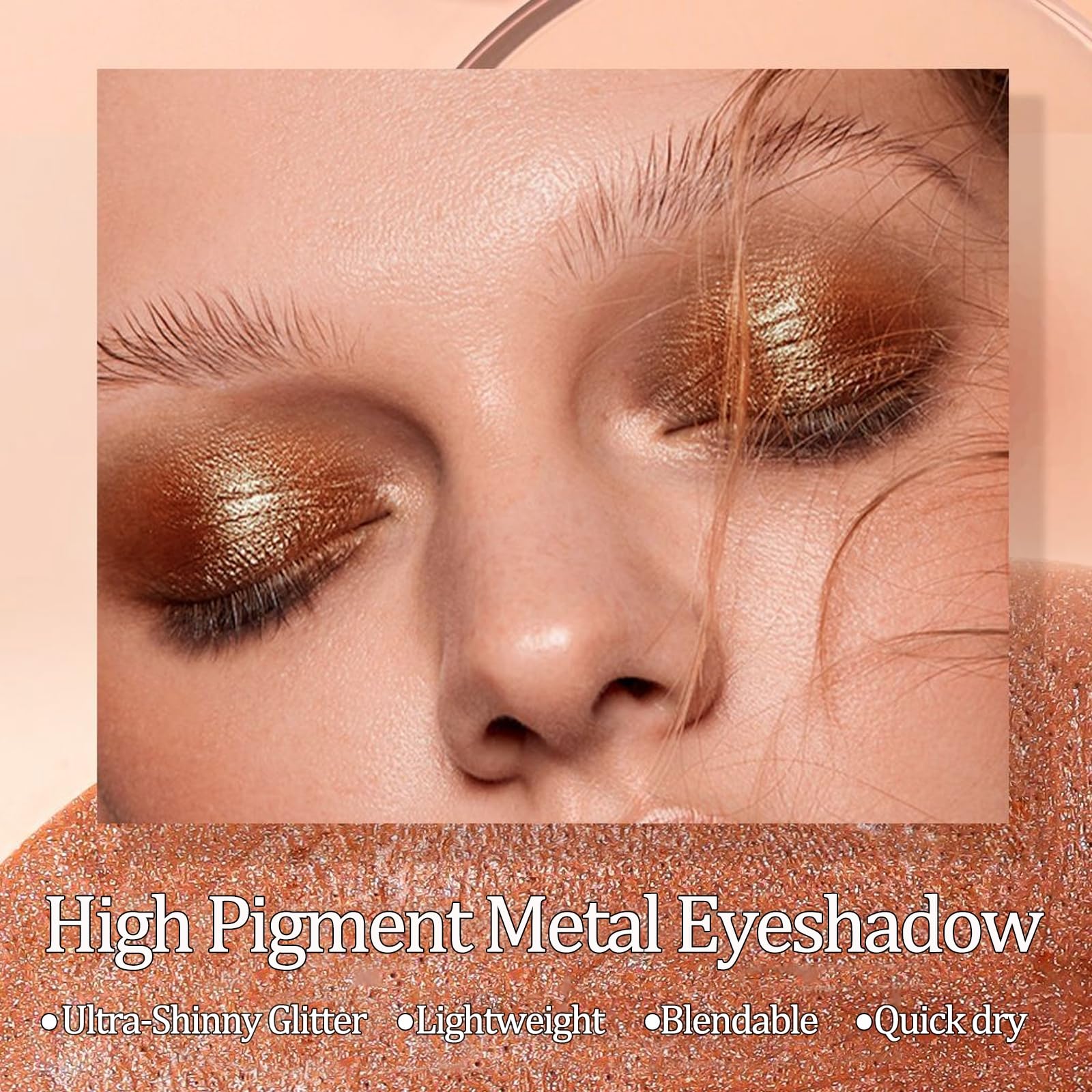 Rosarden Glitter Liquid Eyeshadow, Glitter Eyeshadow, Face Glitter, Liquid Eyeshadow,Metallic Eye Shadow, Long Lasting, Quick-Drying, Waterproof Orange Glittering Eye Shadow For Women