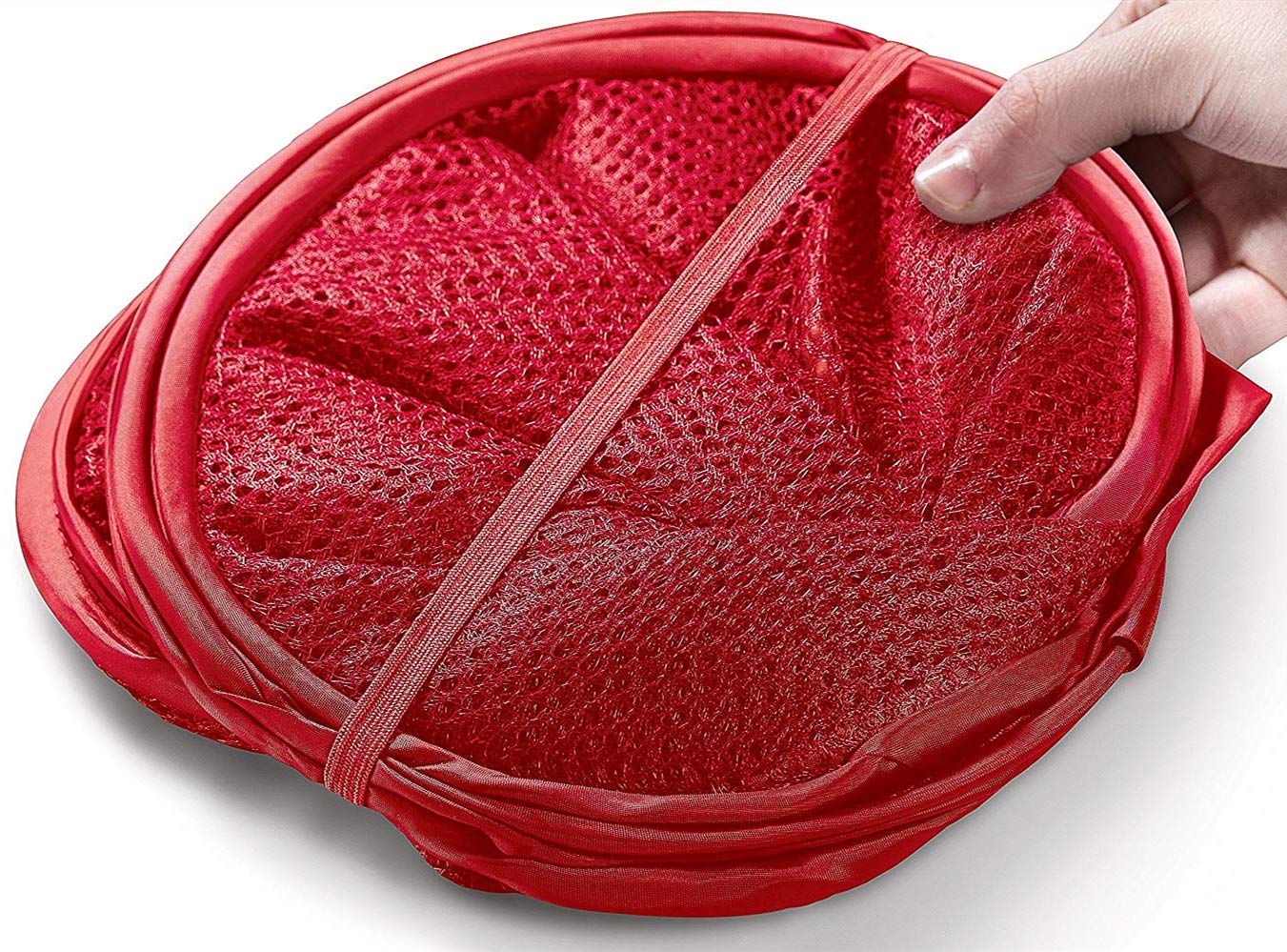 Portable Large Rectangle Laundry Basket with Carry Handles Big Heavy Duty Pop Up Nursery Clothes Hamper Folding Mesh Room Organizer Storage Red