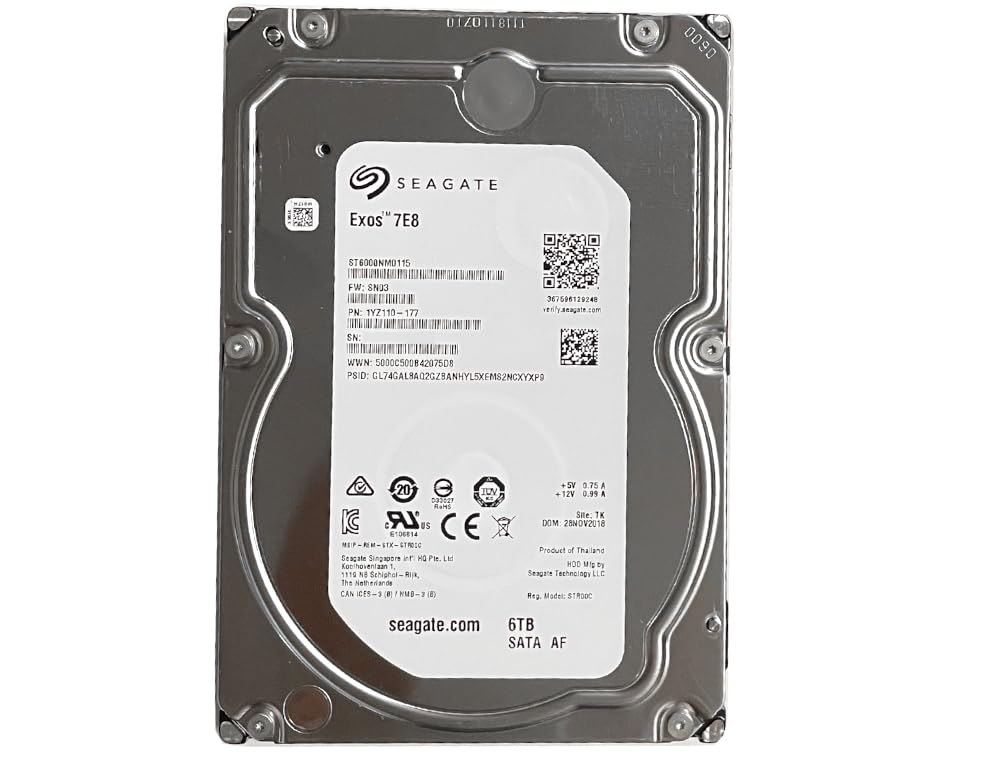 Seagate ST6000NM0115 3.5 inches-Inch HDD 6TB 7200 RPM 512e SATA 6Gb/s 256MB Cache Internal Hard Drive (Renewed)