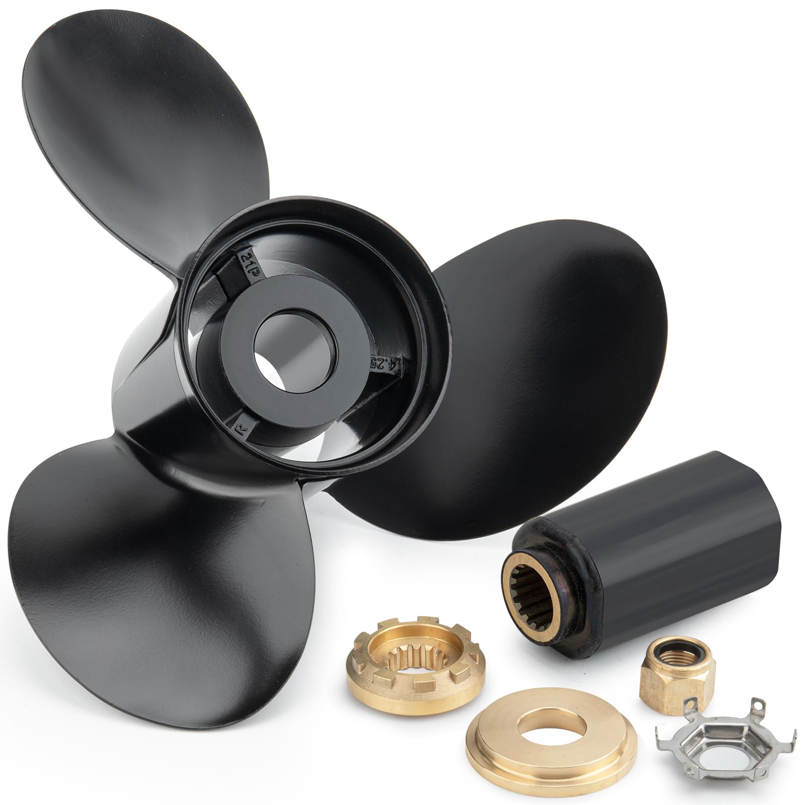Qiclear 14 1/2 x 19 Pitch 48-832830A45 (Upgrade Rubber Hub Kits Included) OEM Aluminum Boat Outboard Moto Propeller fit Mercury Engines 135-300HP&Mercruiser Alpha One,14.5X 19P,15 Spline Tooth,Rh