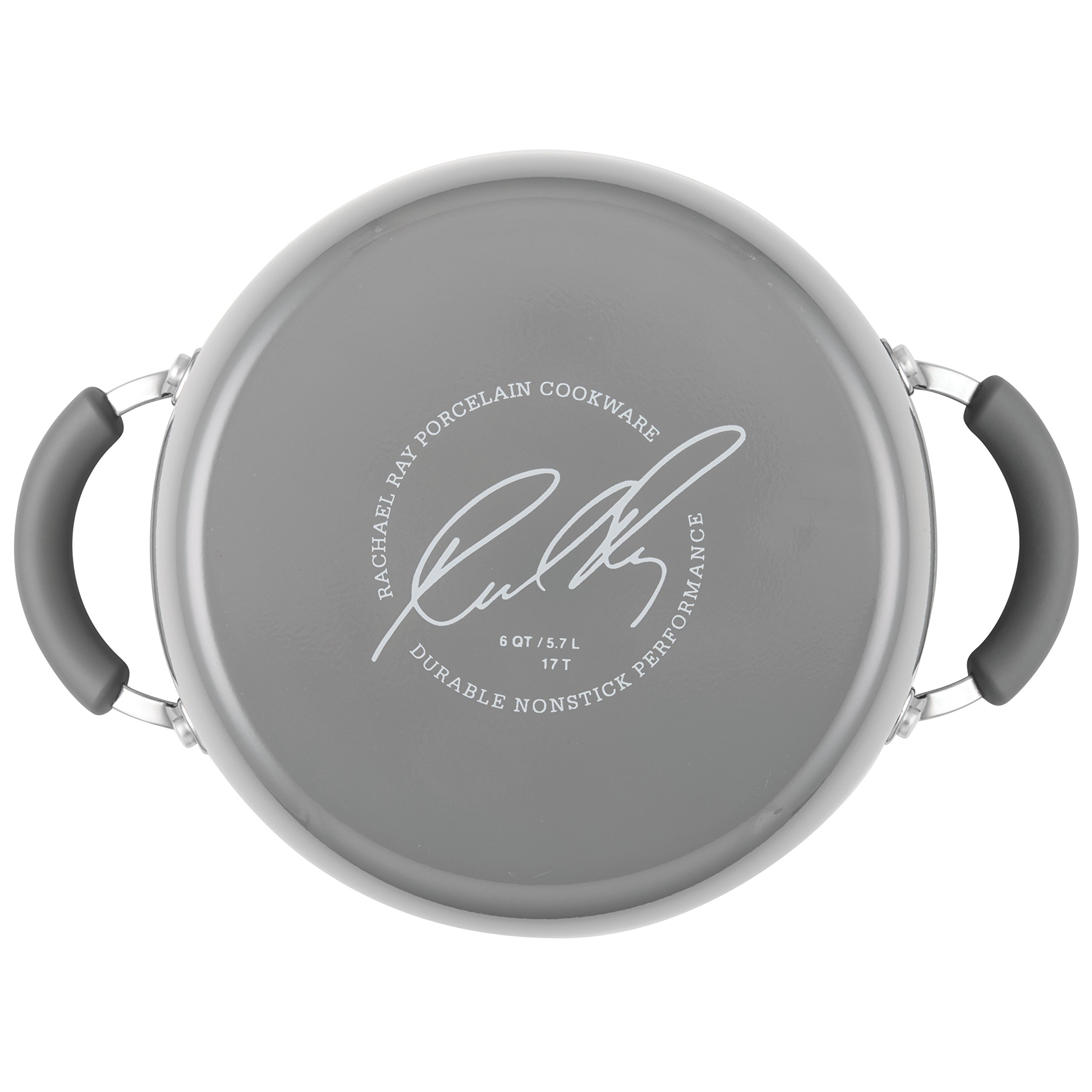 Rachael Ray Brights Nonstick Stock Pot/Stockpot with Lid - 6 Quart, Gray, Sea Salt Gray
