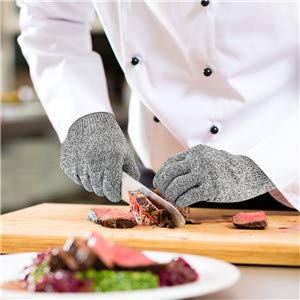 YINENN 2 Pairs (4 Gloves) Cut Resistant Gloves Food Grade Level 5 Protection,Kitchen Cut Gloves for Oyster Shucking,Fish Fillet Processing,Mandolin Slicing,Meat Cutting,Wood Carving-(Medium)