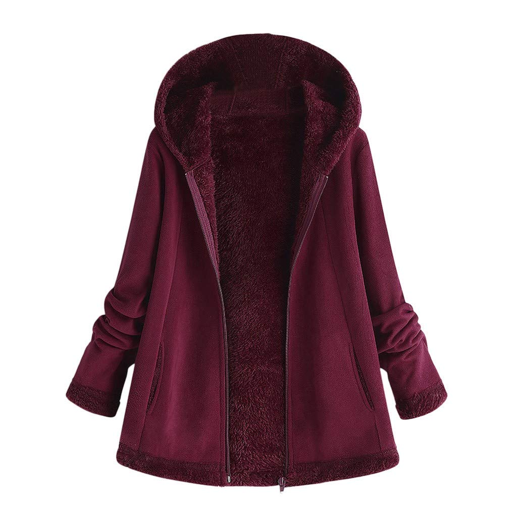 Plus Size Coats Jackets for Women Winter Warm Fluff Lining Zip Up Solid Short Coat Outerwear Parka With Pockets