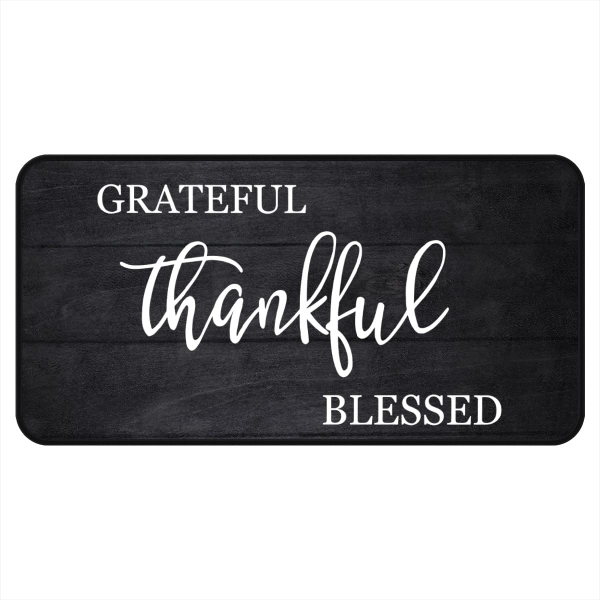 Thankful Grateful Blessed Kitchen Rug 40 x 20 Inch Non-Slip Cushioned Comfort Entryway Door Mats Perfect Carpet for Home Decor
