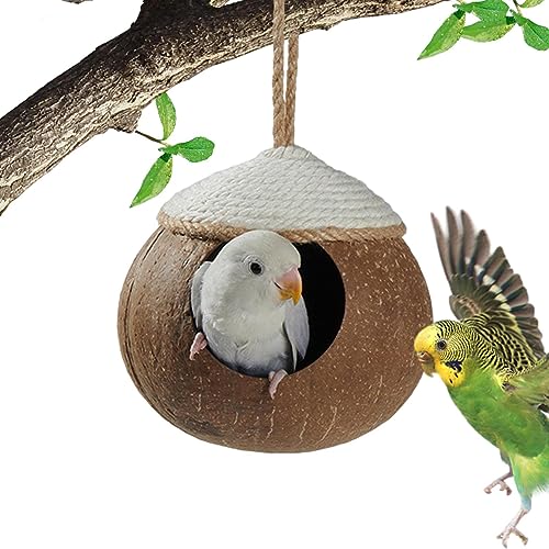 Parrot Nesting Material, Indoor Cage Birds Nest, Parrot Hut House with Comfortable Shelters, Bird Nest House with Convenient Loop Top, Parrot House Medium for Sparrows Lovebirds Bluebirds