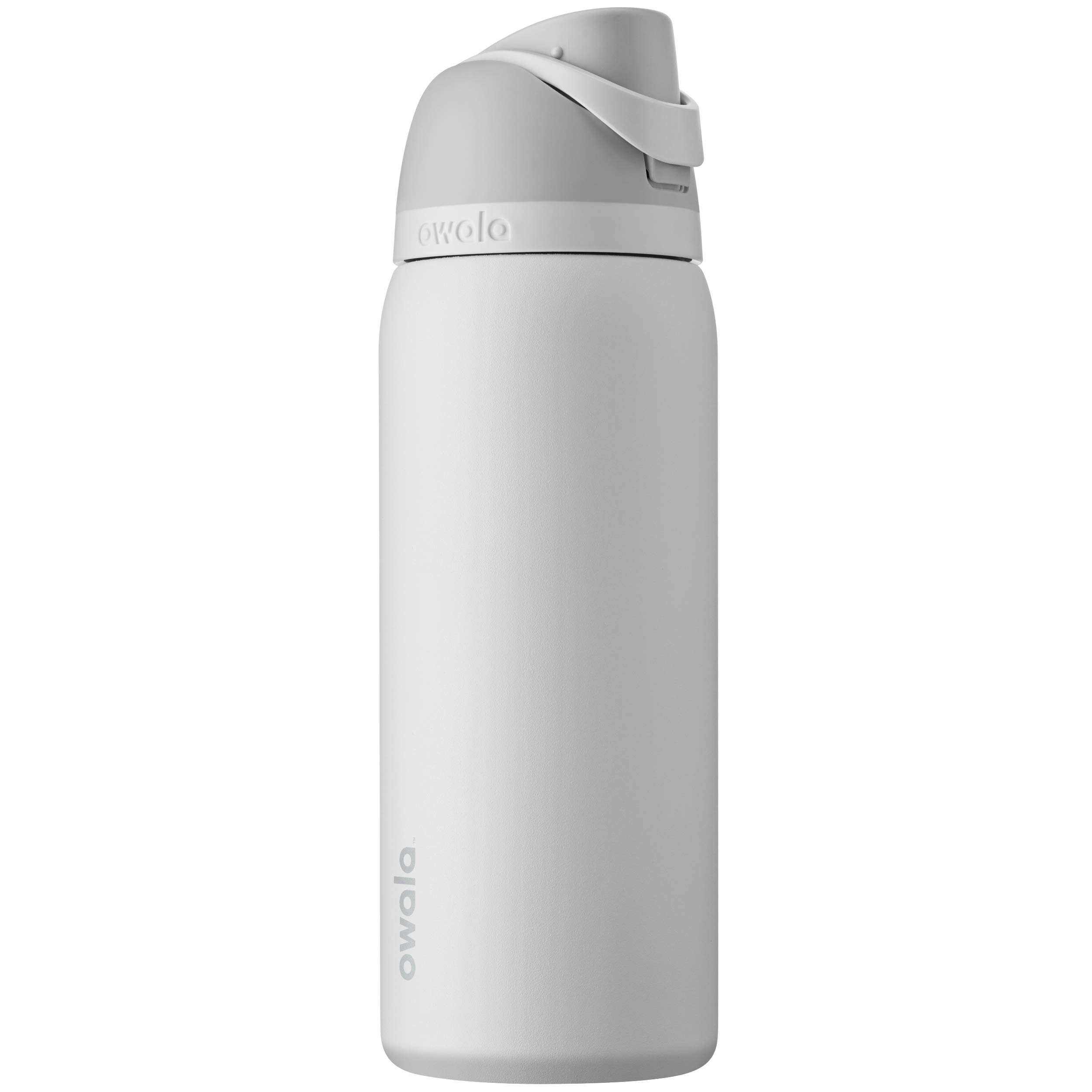 Owala FreeSip Insulated Stainless Steel Water Bottle, 32-Ounce, Shy Marshmallow & Silicone Water Bottle Boot, Blue