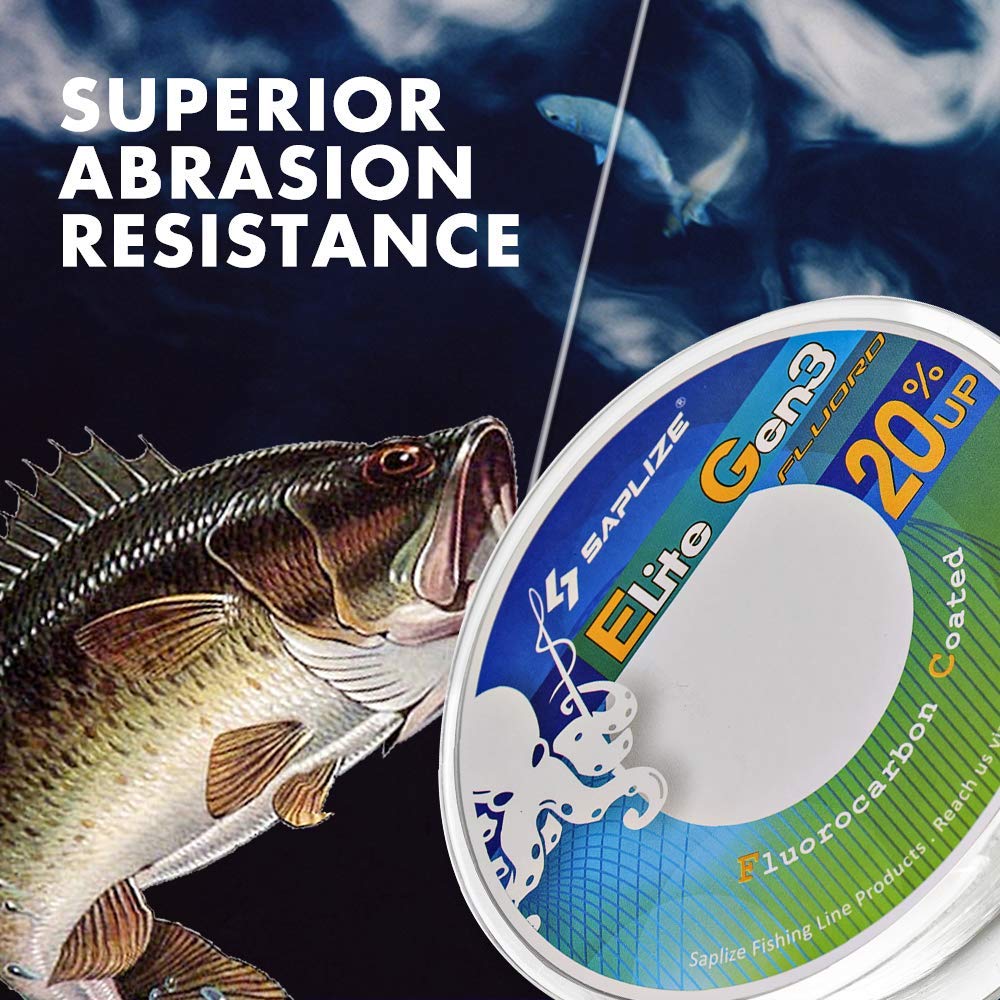 SAPLIZE Fluorocarbon Coated Fishing Line, 22LB, 0.40mm, 1200Yards