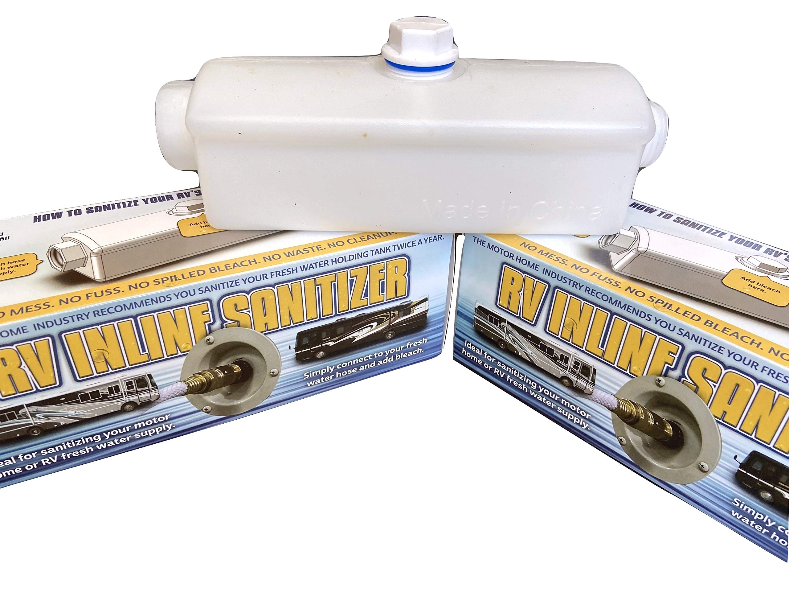 RV Inline Sanitizer - The Easiest way to HELP YOU disinfect your RV Fresh Water Tank, NO MESS, NO MOVING PART, just connect with the Hose and add Bleach