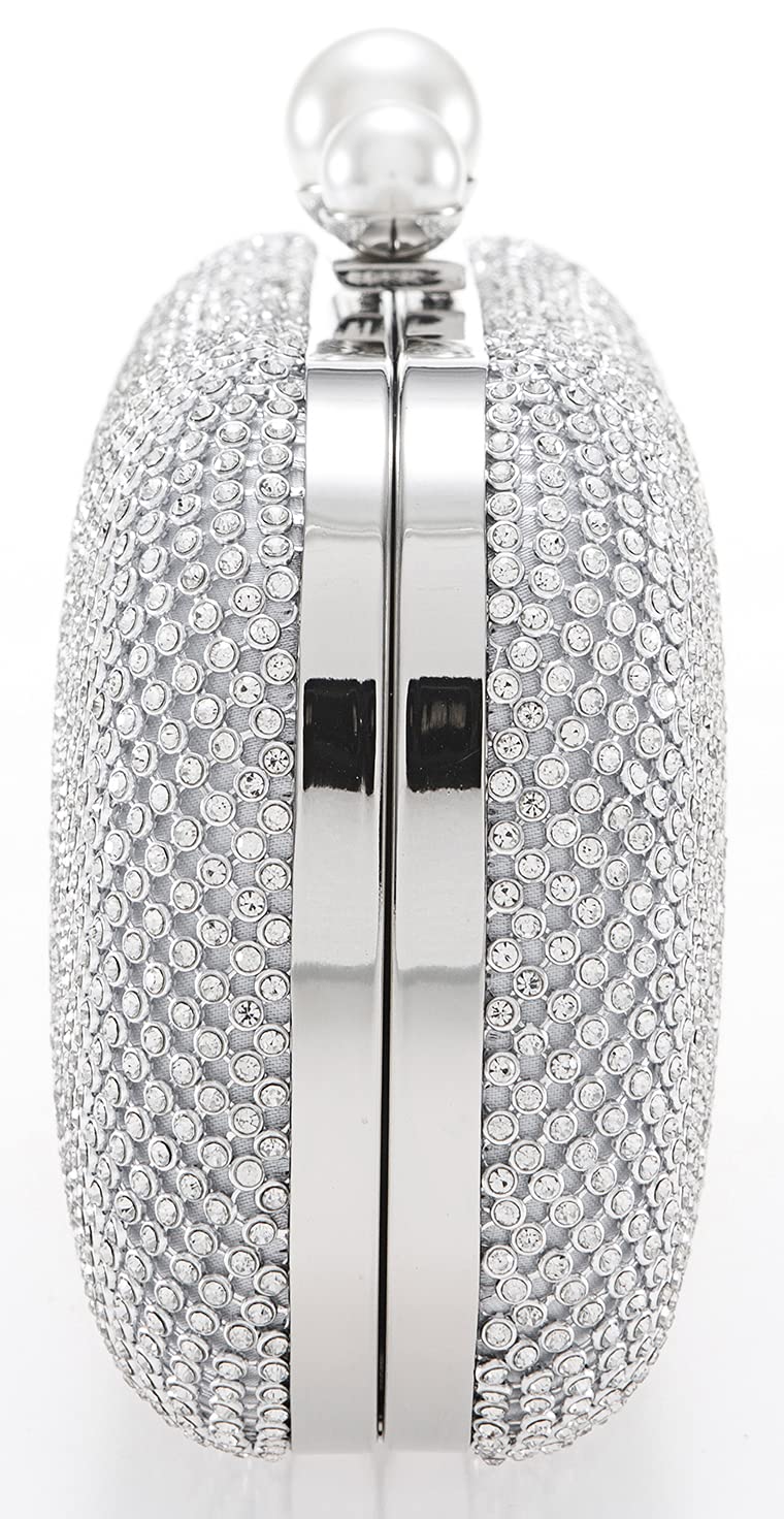 Sumnn Crystal Evening Clutch Woman Evening Bag For Party and wedding (Silver)