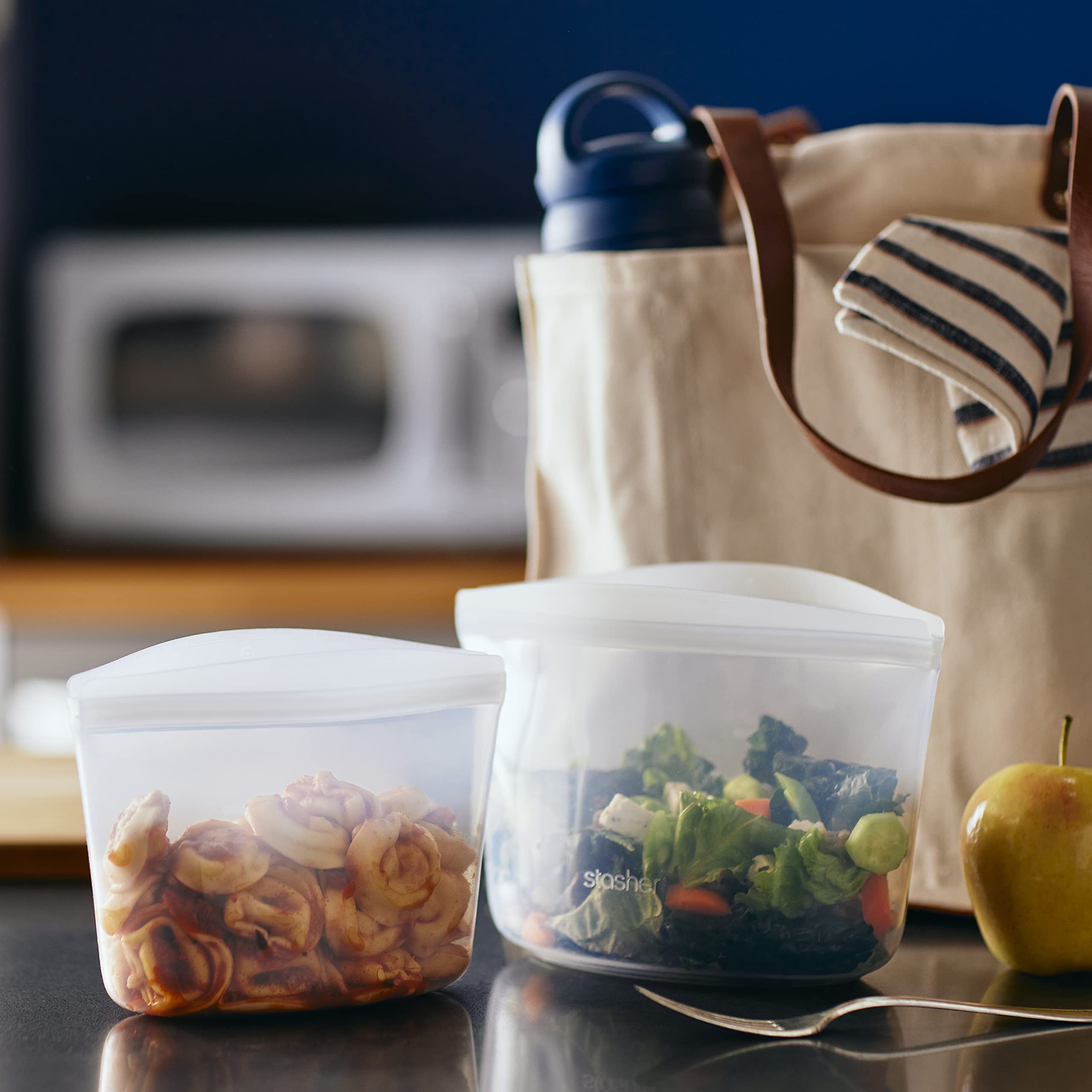 Stasher Reusable Silicone Storage Bag, Food Storage Container, Microwave and Dishwasher Safe, Leak-free, 4 Cup Bowl, Clear